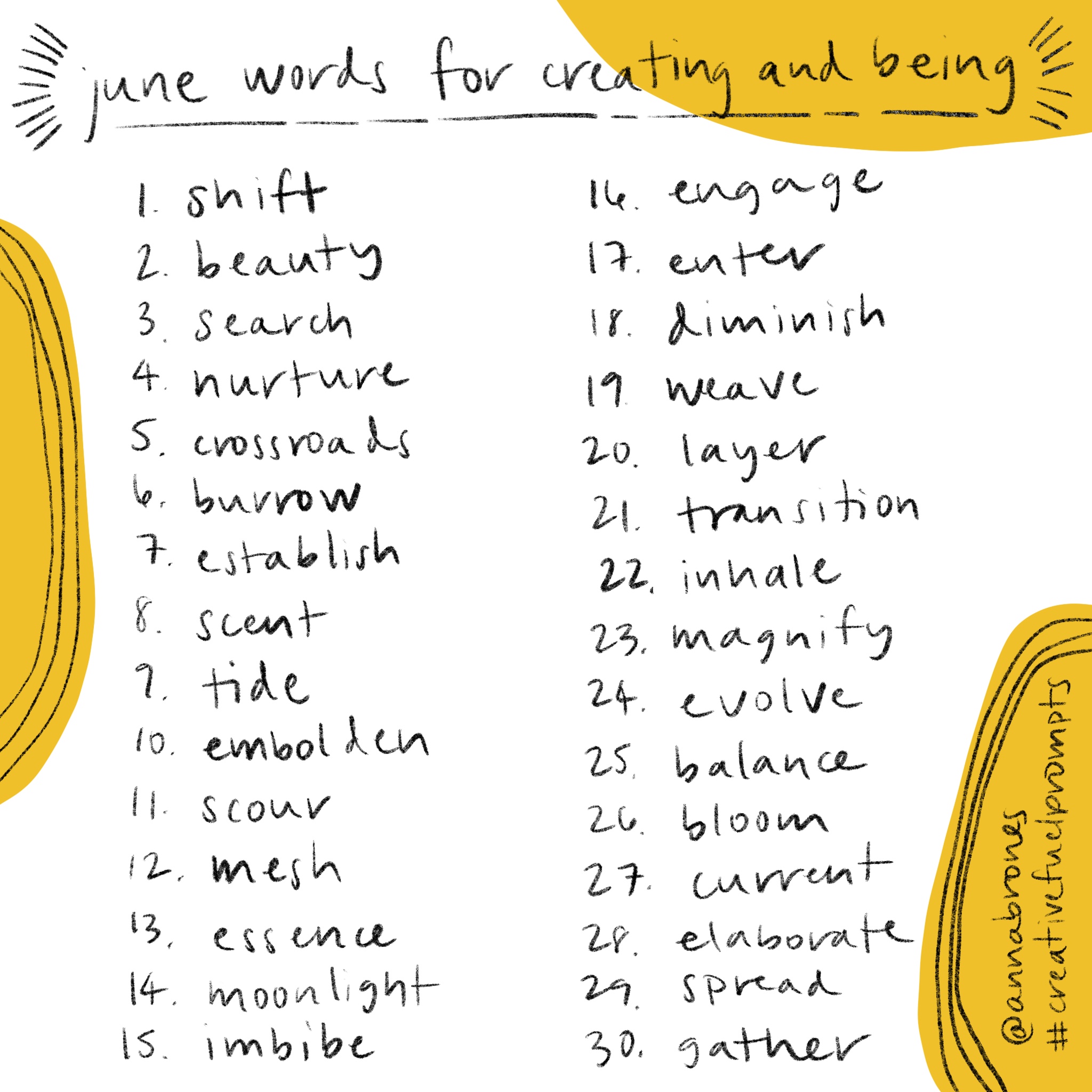 2022 Words for Creating and Being: June